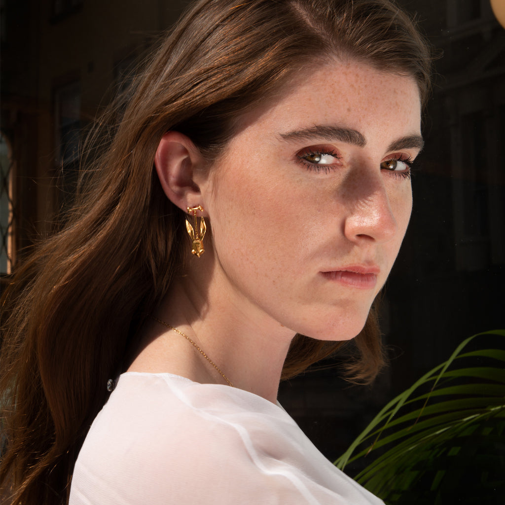 Bone + Sally Mask Drop Gold Vermeil Earrings – Candice Tripp